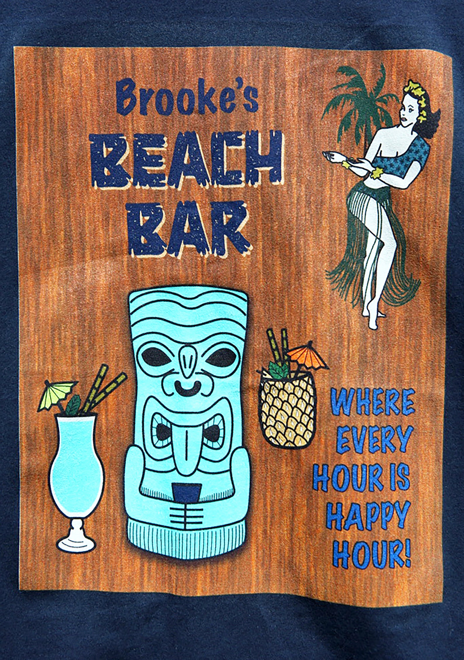 Women s Custom Name Beach Bar T shirt Where Every Hour Etsy