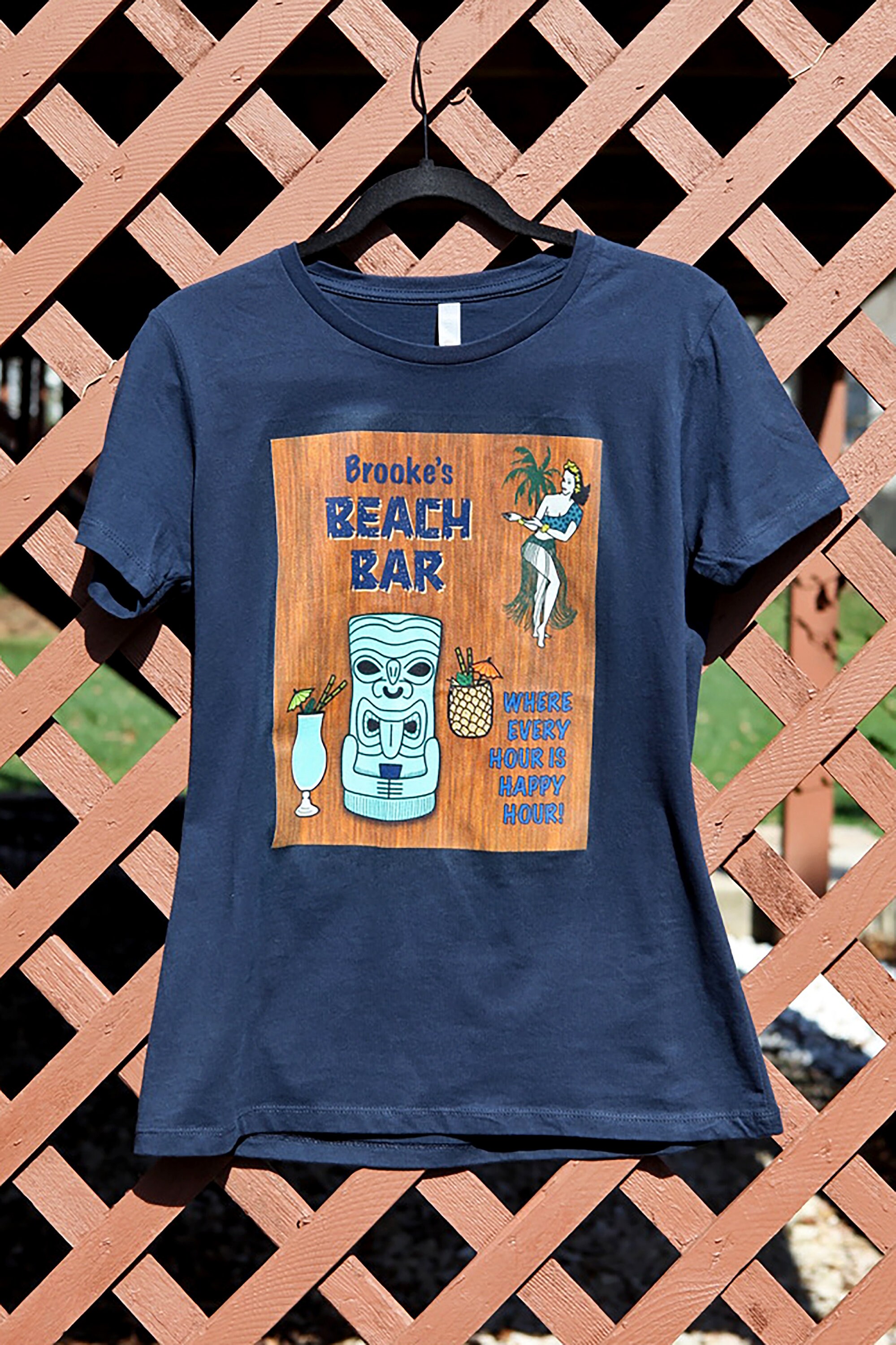 Women's Custom Name Beach Bar T-shirt Where Every Hour | Etsy