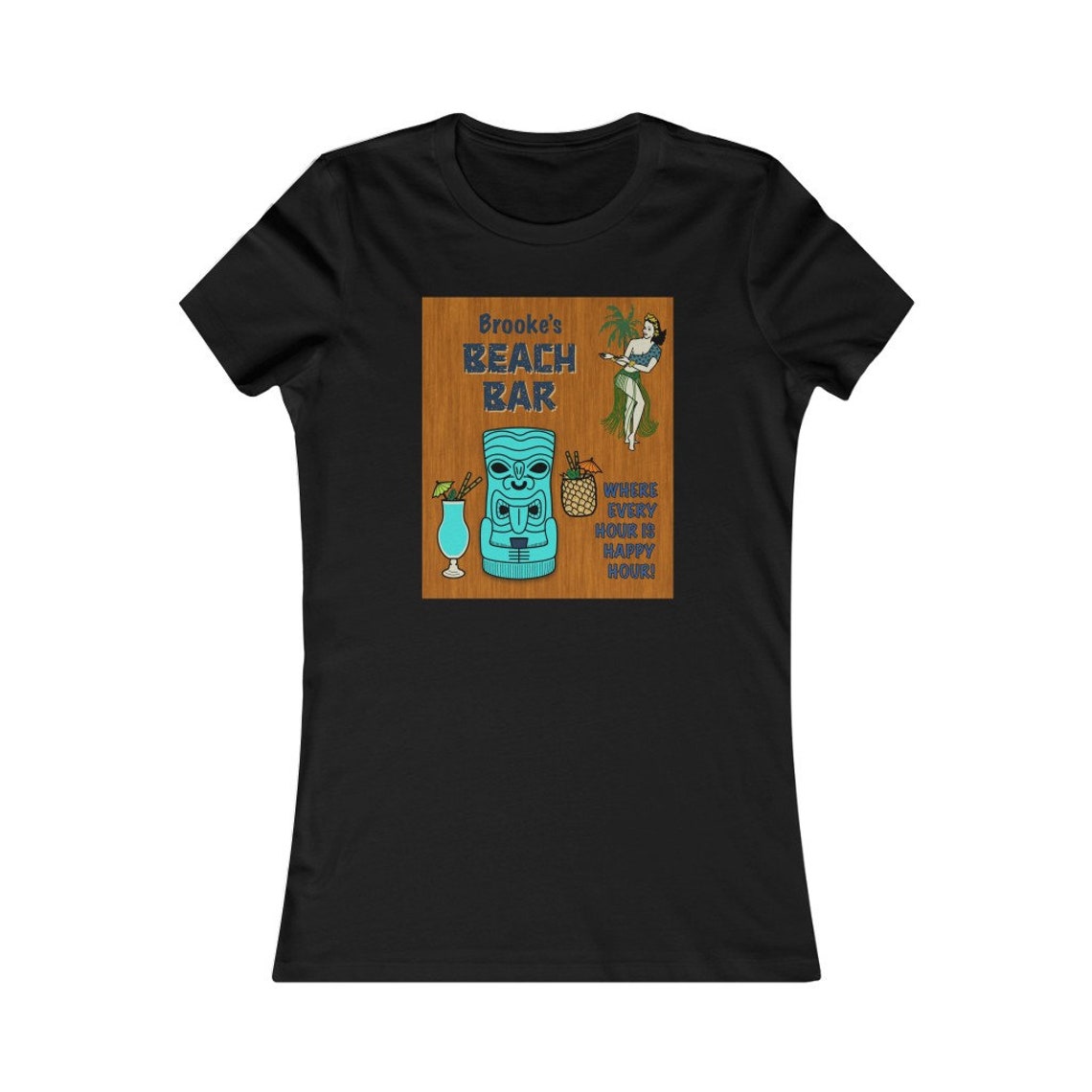 Women's Custom Name Beach Bar T-shirt Where Every Hour | Etsy