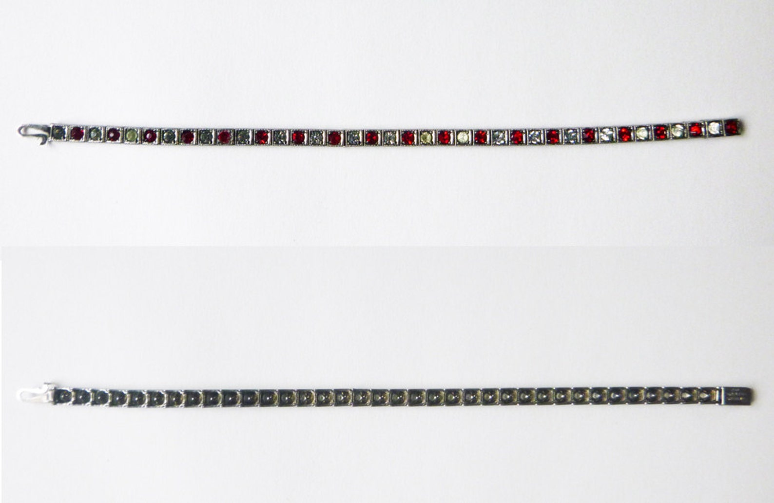 Art Deco Sterling Silver Crystal and Red Paste Rhinestone Line - Etsy