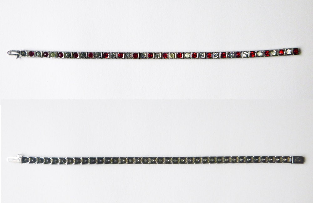 Art Deco Sterling Silver Crystal and Red Paste Rhinestone Line - Etsy