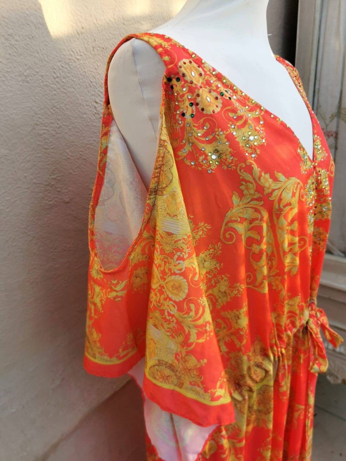 The Kaftan Heaven 'cassandra' Orange and Gold Colour Baroque Print ...