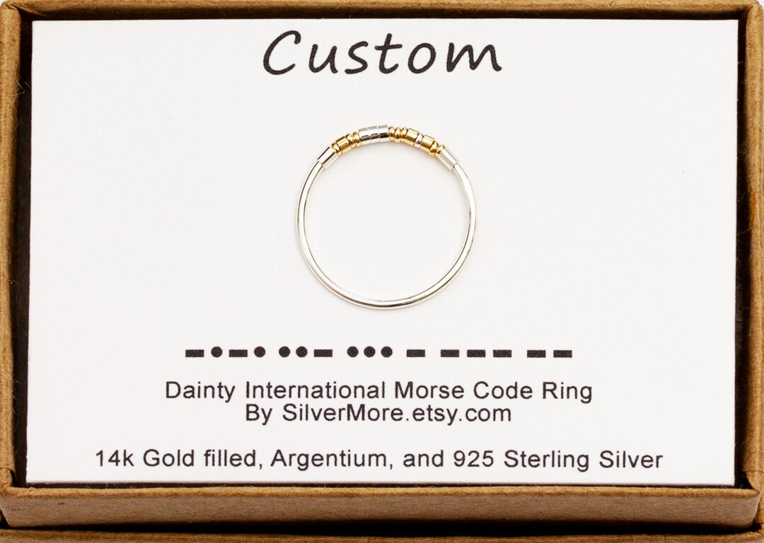 CUSTOM Morse Code Ring, Personalized Morse Code Ring, Any Word, Date ...