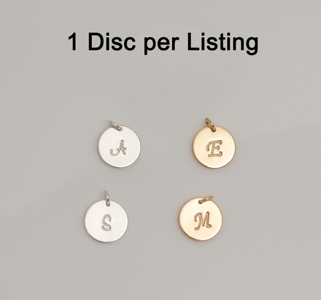 Initial Disc Charm (9.5mm) Only • Sterling Silver, Gold Filled, and ...