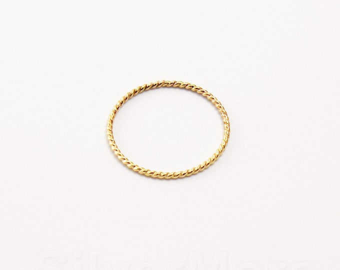 Thin and Dainty Yellow 14k Gold Filled Rope Stacking Ring 18 - Etsy