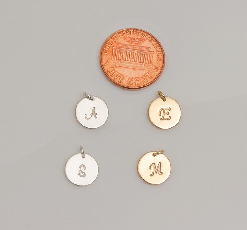 Initial Disc Charm 9.5mm Only Sterling Silver Gold - Etsy
