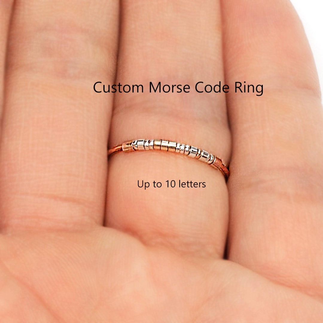CUSTOM Morse Code Ring, Personalized Morse Code Ring, Any Word, Date ...