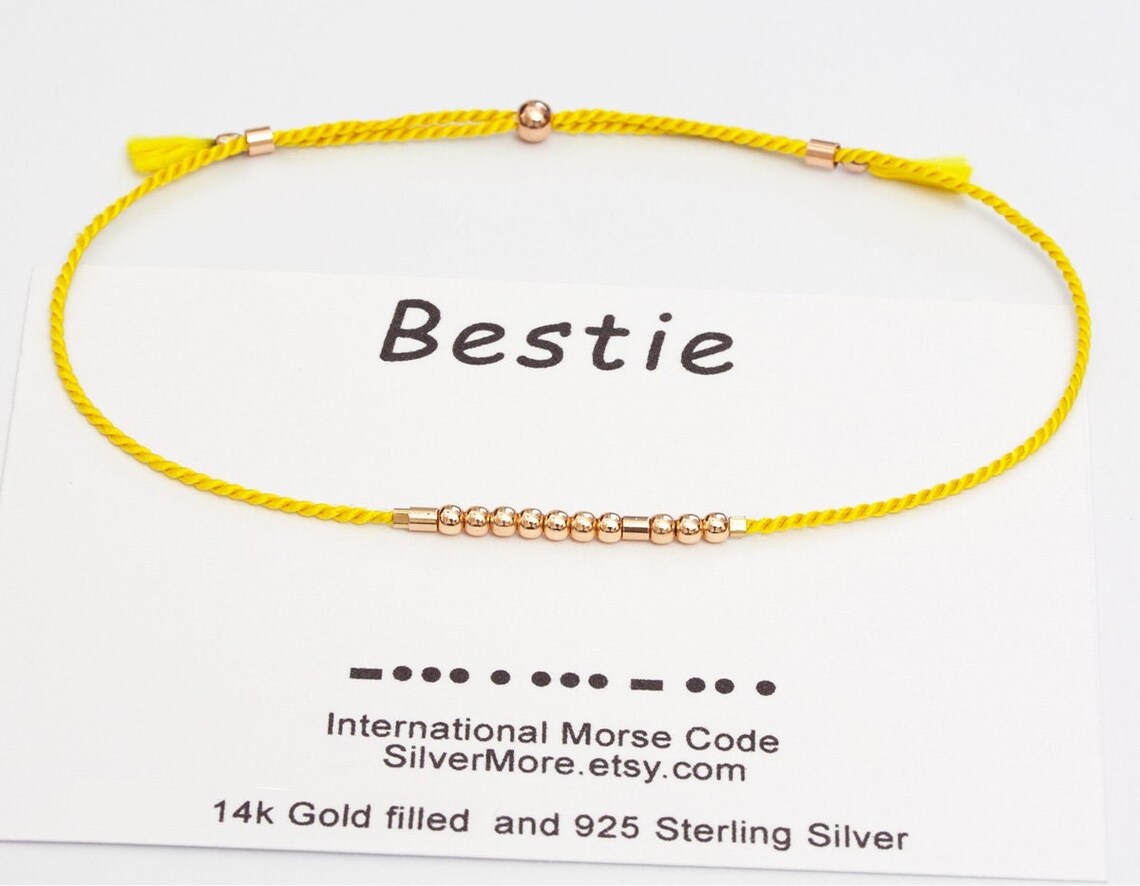 BESTIE Morse Code Bracelet, Sterling Silver, BFF Gift - Etsy