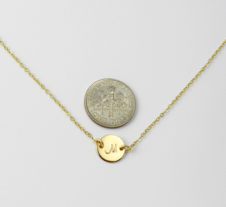 Monogram Initial Disc 9.5mm Necklace Hand Stamped - Etsy