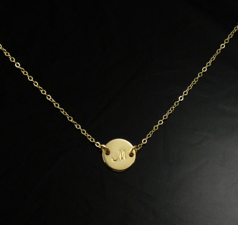 Monogram Initial Disc 9.5mm Necklace Hand Stamped - Etsy