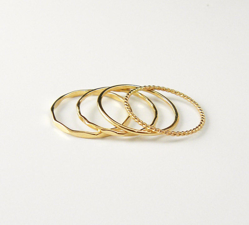 Thin Gold Stacking Rings Set of 4 Dainty Stack Rings 2 - Etsy