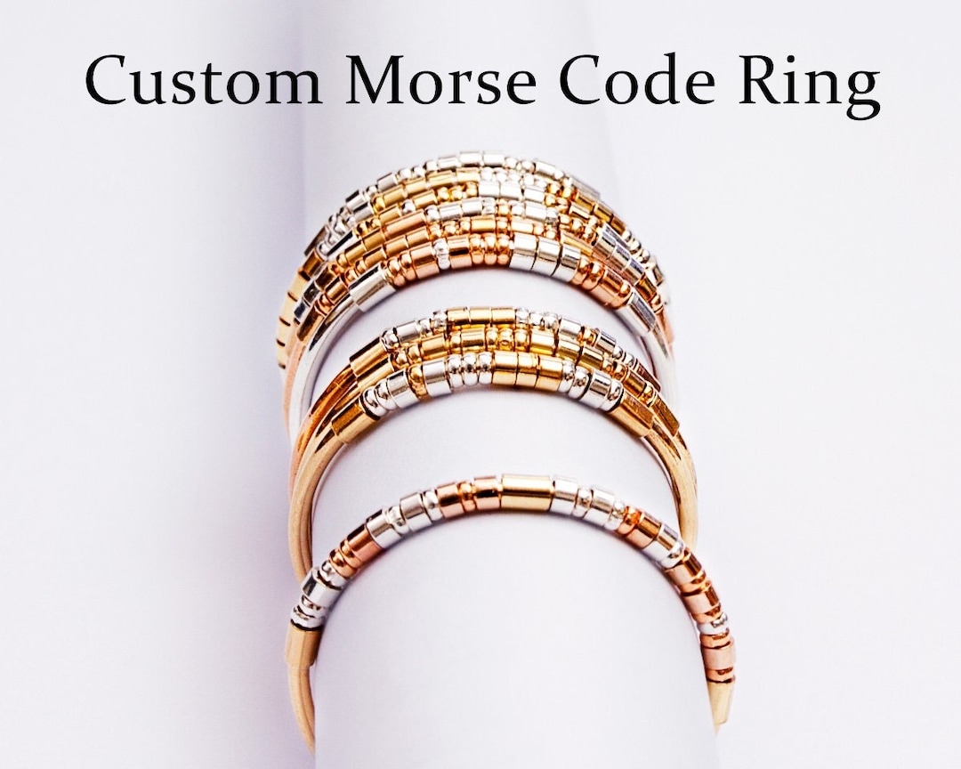 CUSTOM Morse Code Ring, Personalized Morse Code Ring, Any Word, Date ...