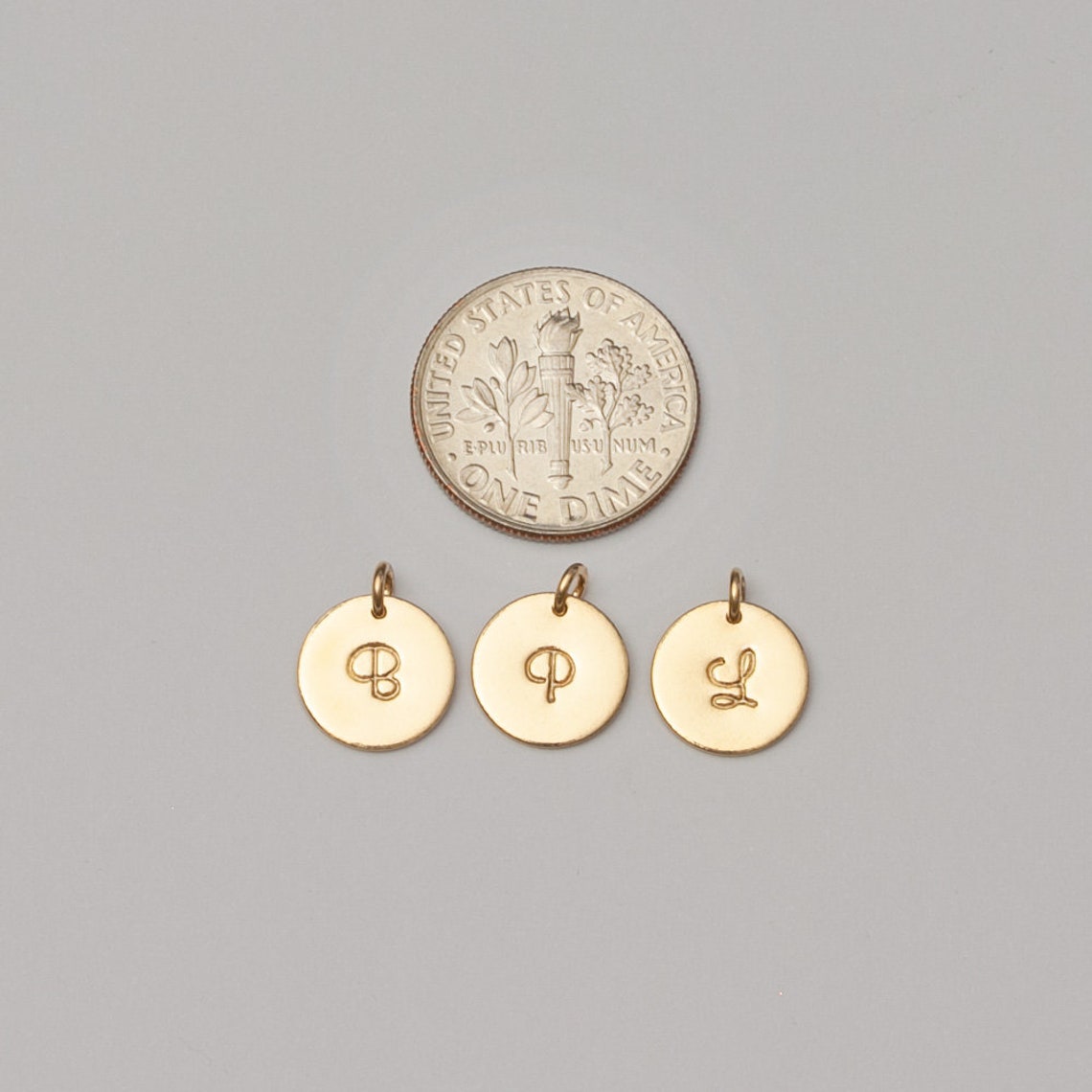 Initial Disc Charm 9.5mm Only Sterling Silver Gold - Etsy