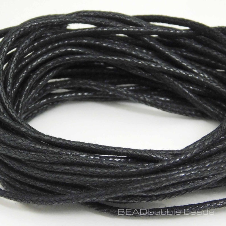 2mm Black Waxed Cotton Cord X 5 Metres approx 16ft Cord for - Etsy