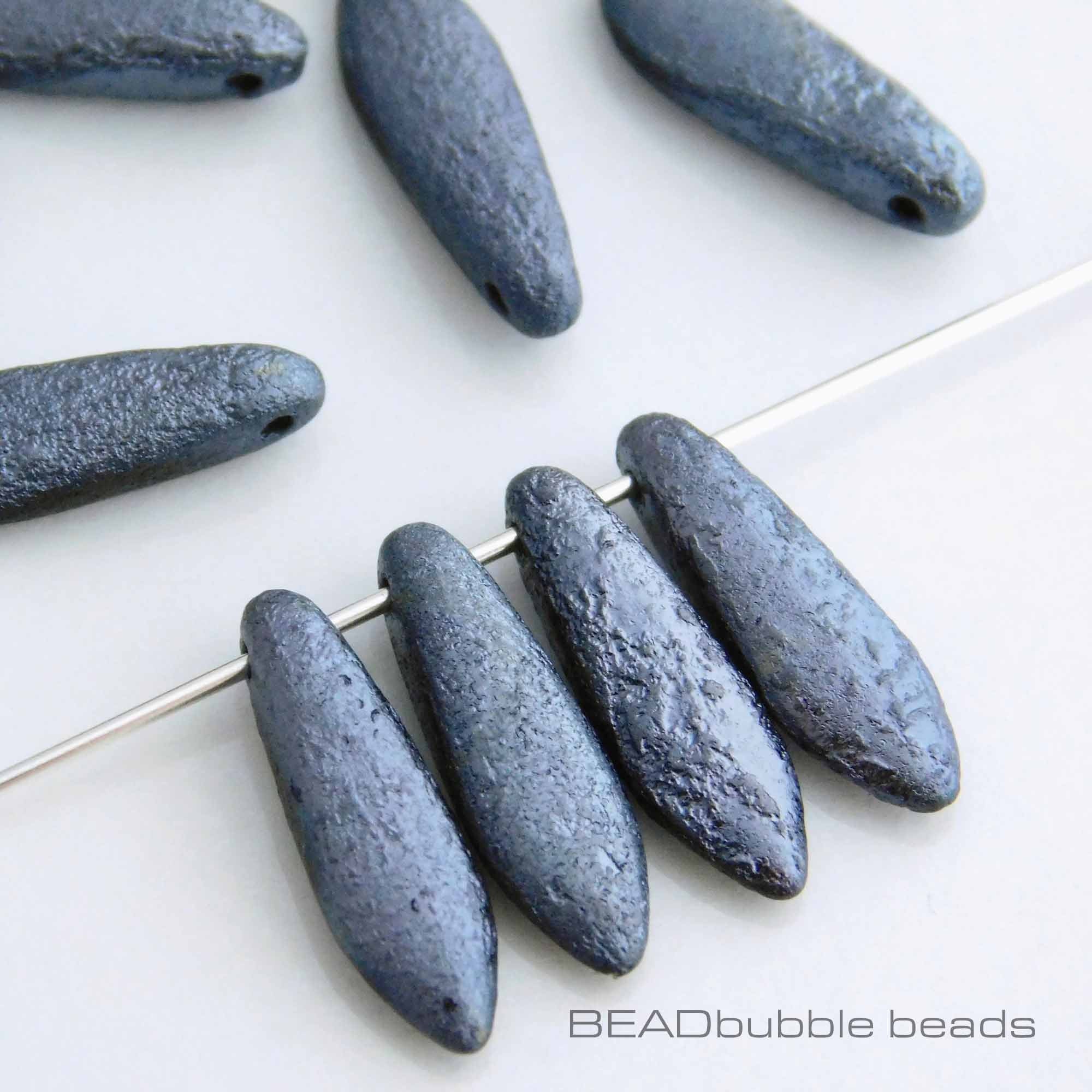 Choose Amount Iridescent Blue and Green Shiny Insect Wing Dagger Beads ...