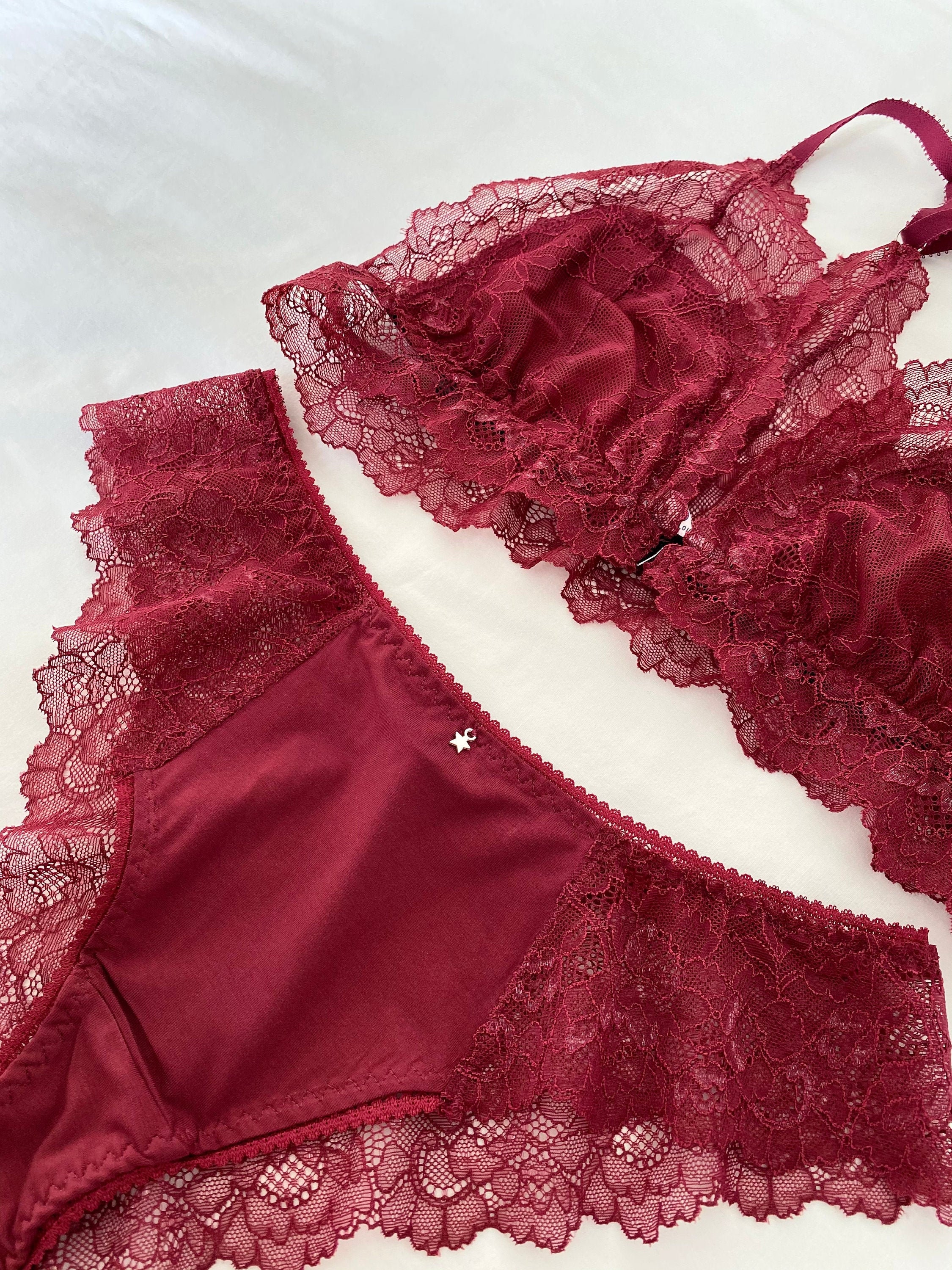 SET PRICE Handmade Red Lace Lingerie Lace Racerback Triangle | Etsy