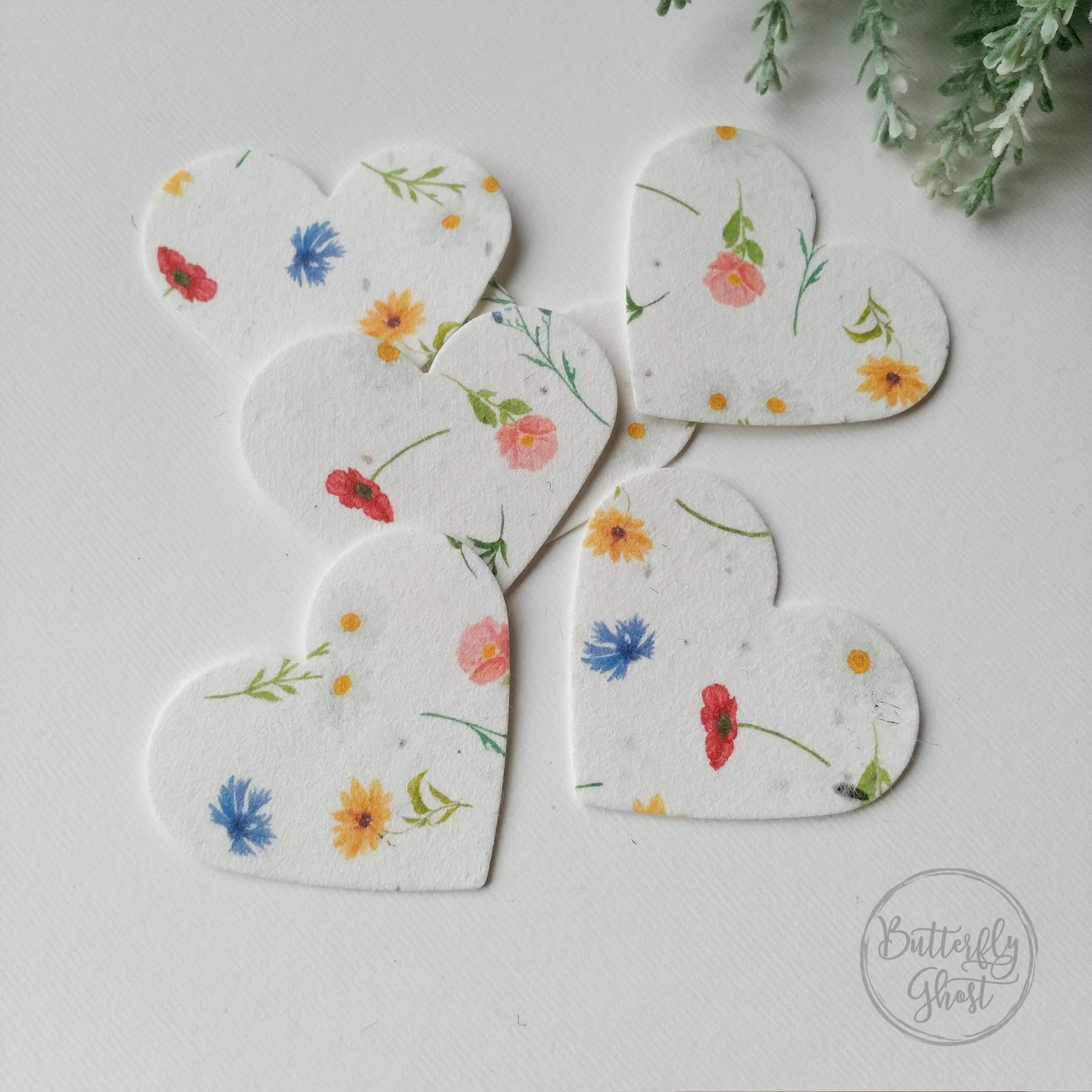 Wildflower Seed Paper Hearts Shape 1.91.65 Set | Etsy