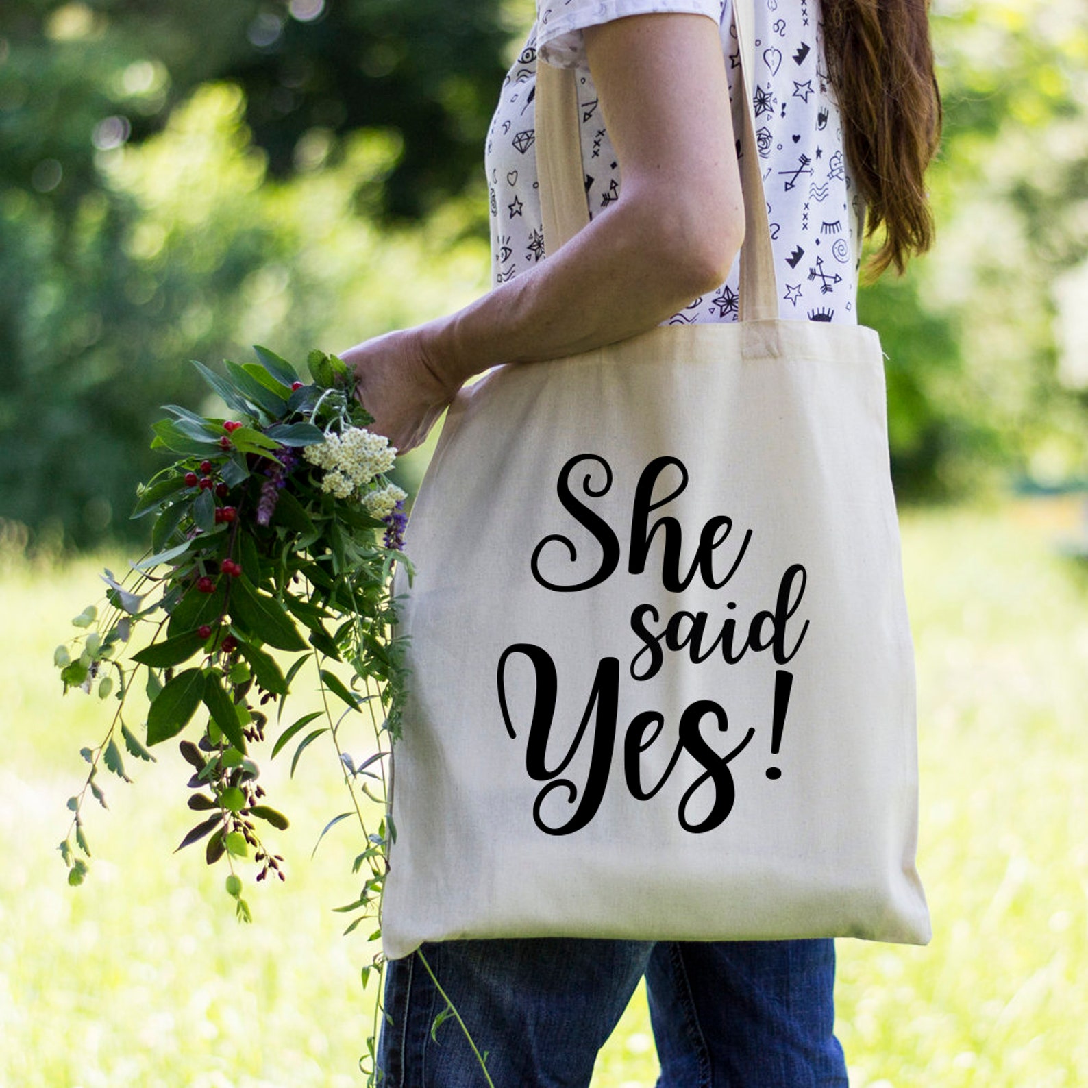 She Said Yes Tote Bag Bridal Party/wedding Party/bride - Etsy