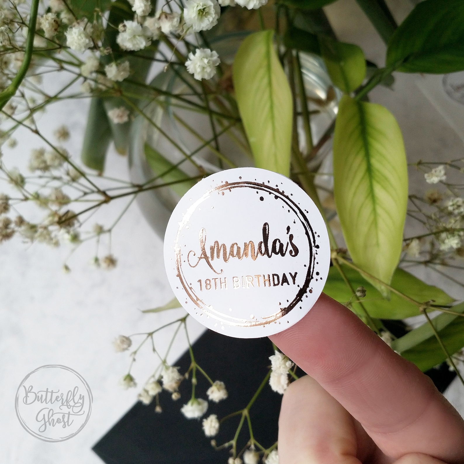 Birthday Party Gold Foil Stickers Personalised Custom Rose - Etsy