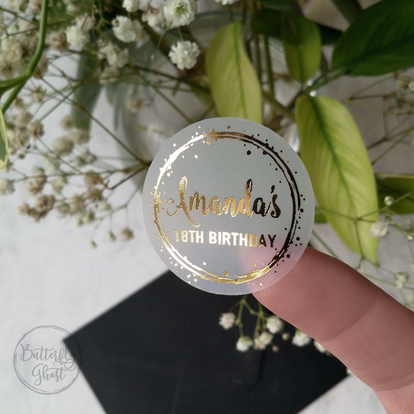 Birthday Party Gold Foil Stickers Personalised Custom Rose - Etsy