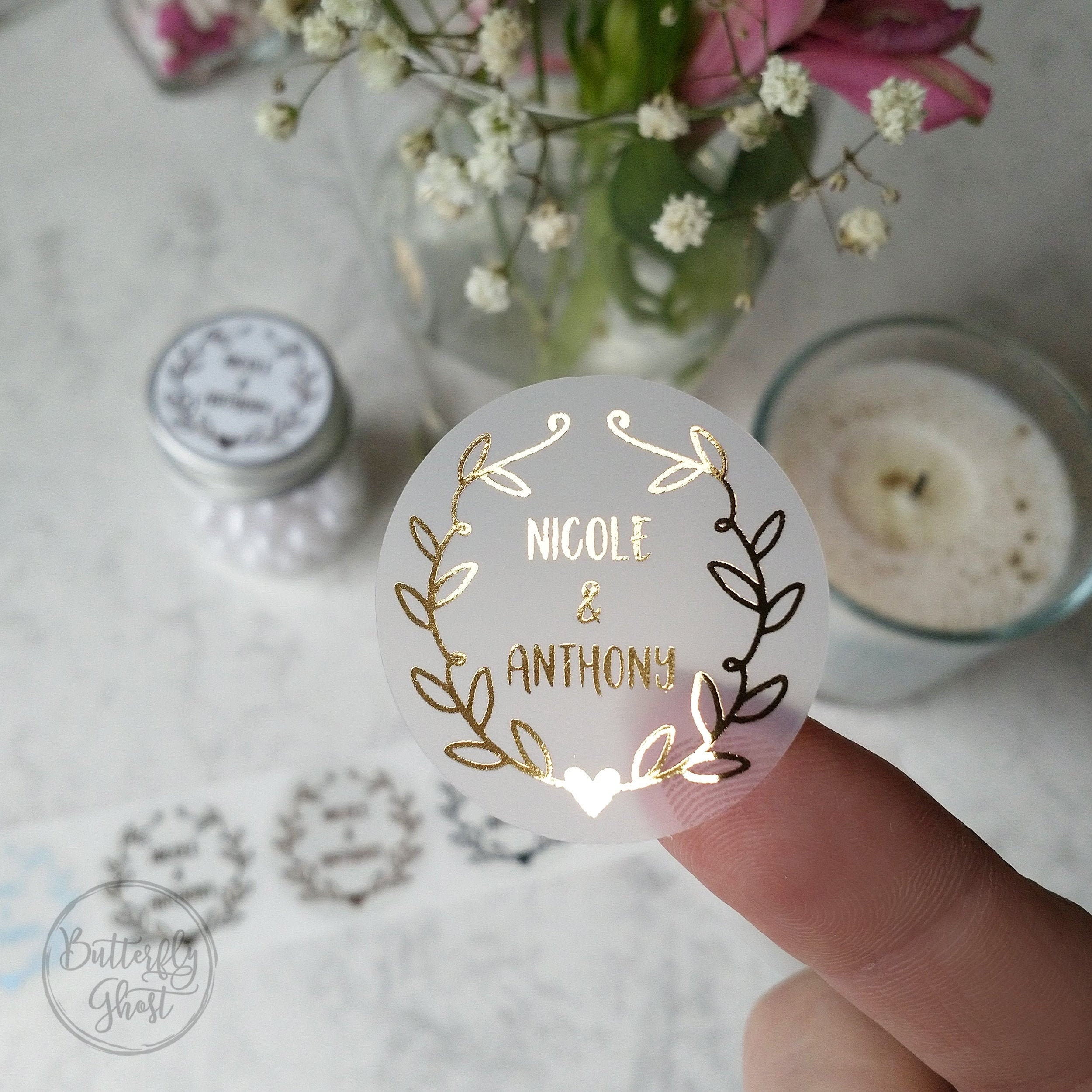 Sets Stickers, Labels & Tags Transparant Floral wedding stickers ...