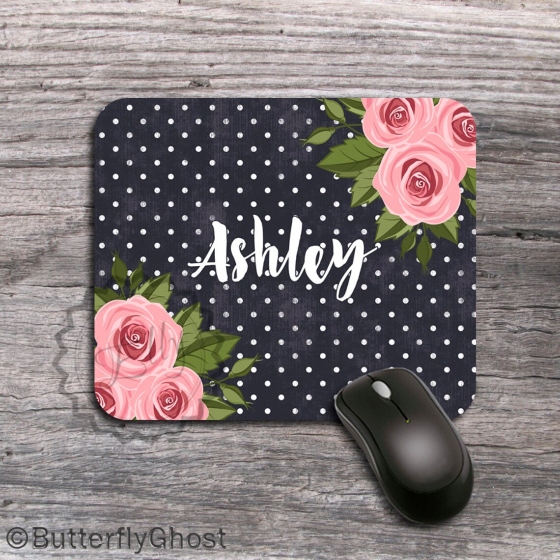 Vintage Roses Mouse Pad Chalkboard Pink Roses and Custom - Etsy