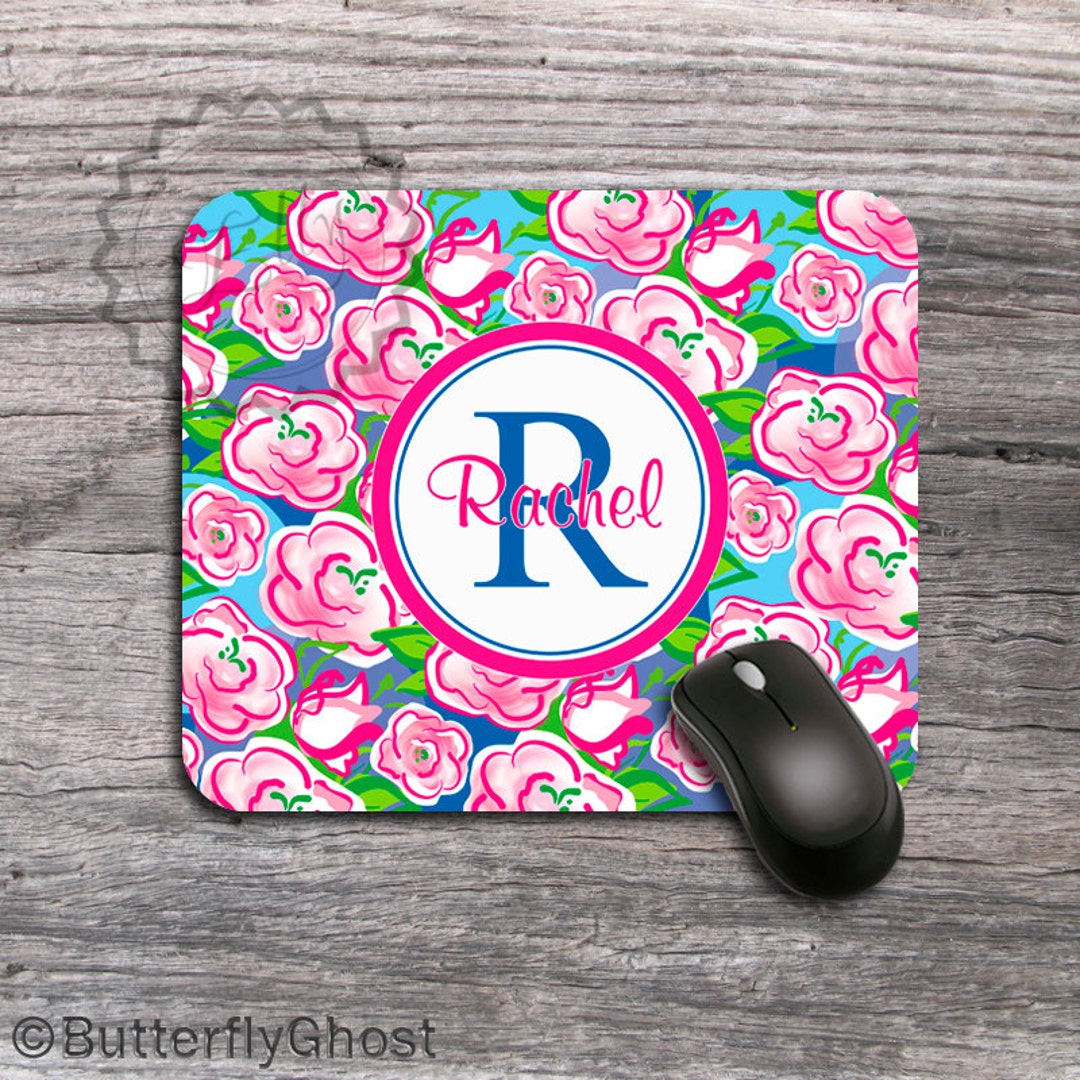 Personalized Mousepad Cute Pink Flowers Monogrammed Desk Mouse - Etsy