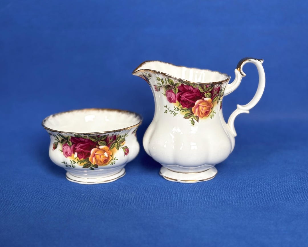Royal Albert Old Country Roses Milk Jug and Sugar Bowl, 1960s Floral ...