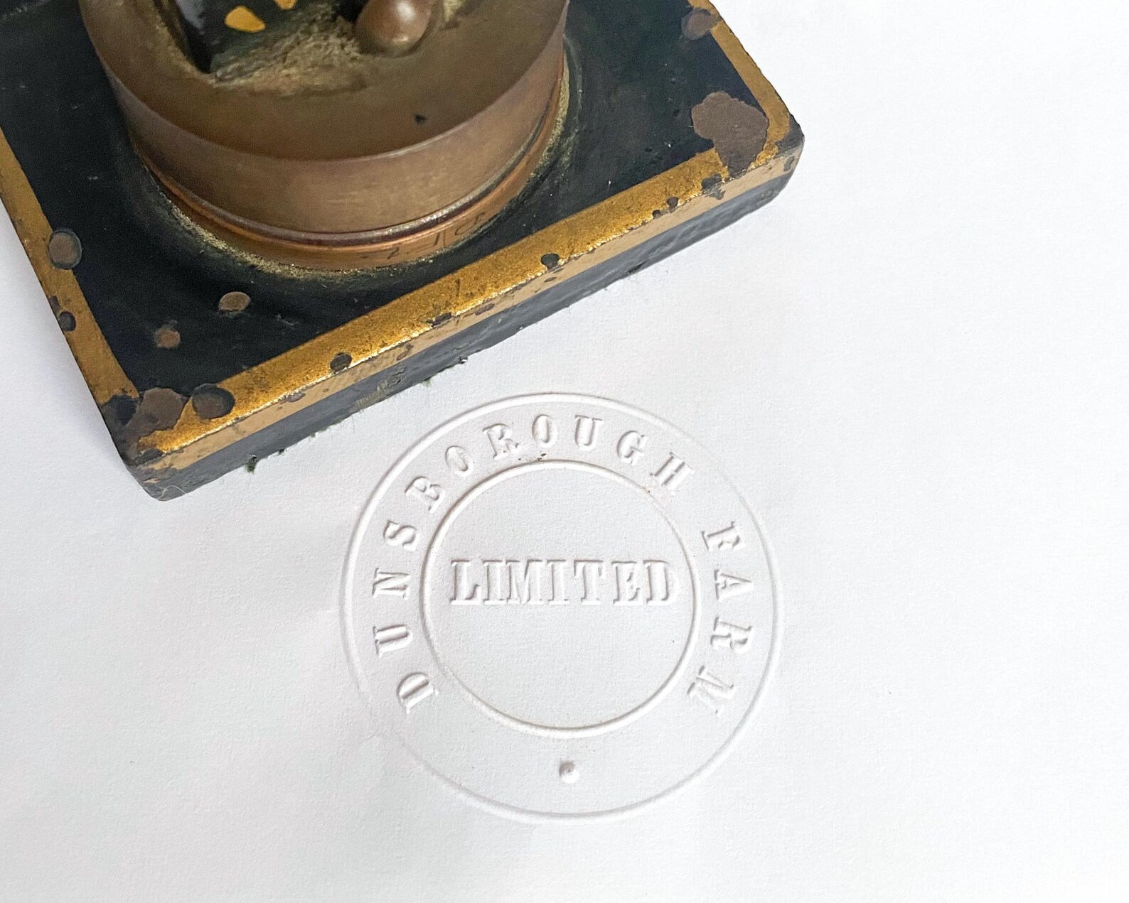 Vintage Oyez Cast Iron Company Stamp, Hand-painted Black and Gold ...