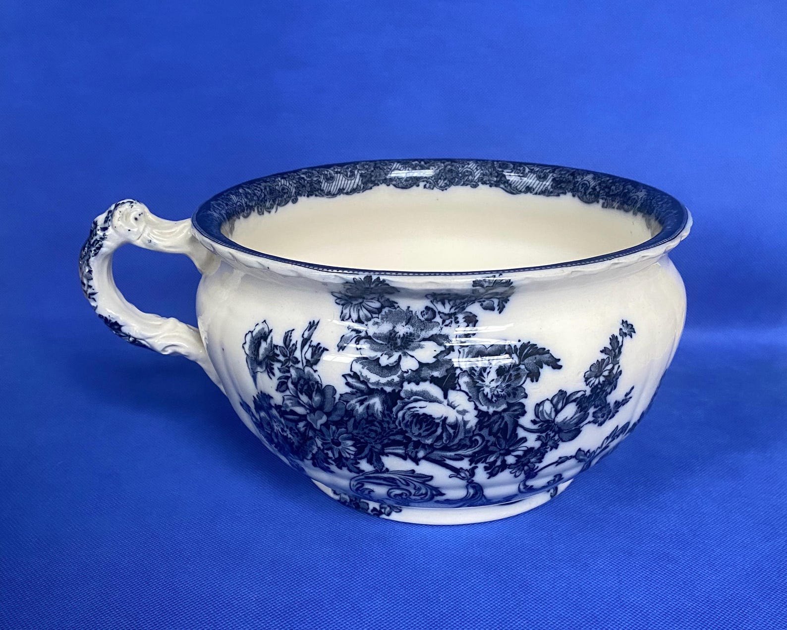 Antique Flow Blue Chamber Pot, Sampson Bridgwood 'rome' Floral Pattern ...