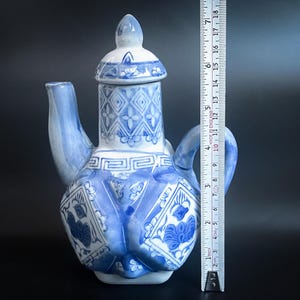 Small Chinese Blue and White Teapot, Long Necked With Upright Spout ...
