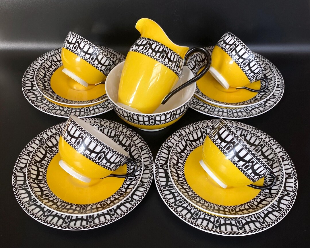 Royal Worcester Tea Set for 4, Fine Bone China in Black, White and ...