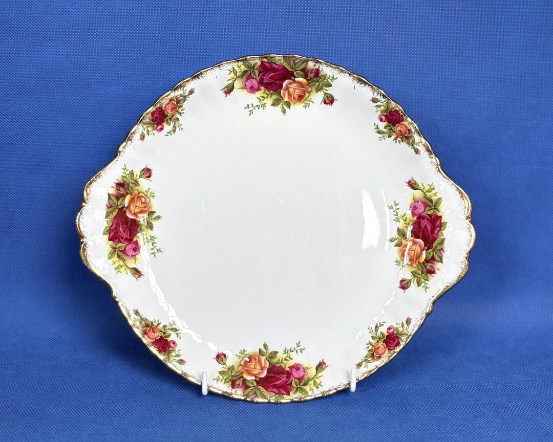 Royal Albert Old Country Roses Cake or Sandwich Platter, Vintage Floral ...