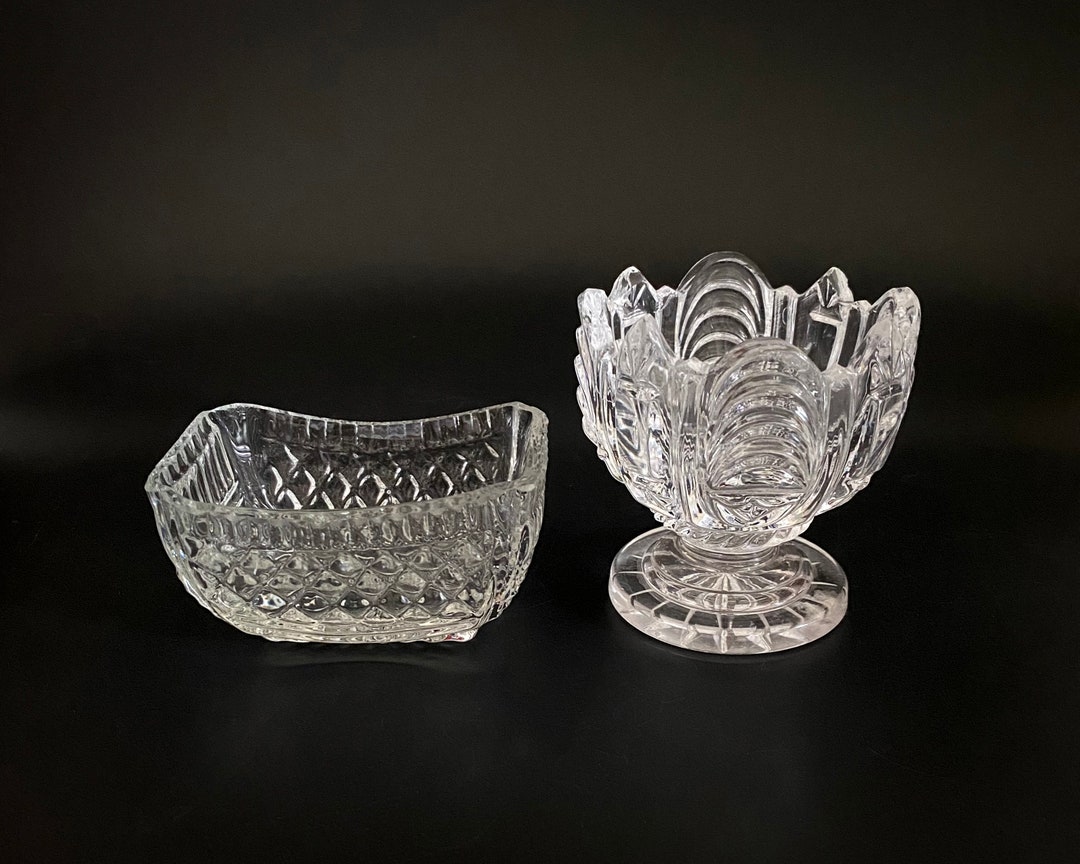 Pair of Antique Glass Salt Dishes, Victorian Tableware, Small Condiment ...