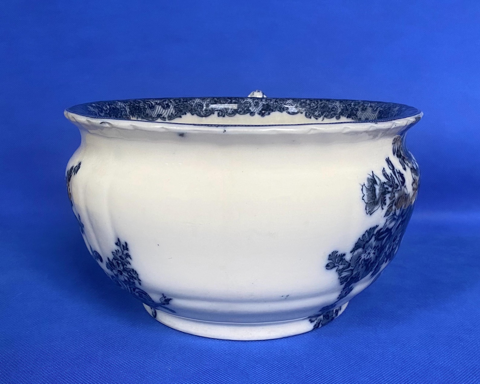 Antique Flow Blue Chamber Pot, Sampson Bridgwood 'rome' Floral Pattern ...