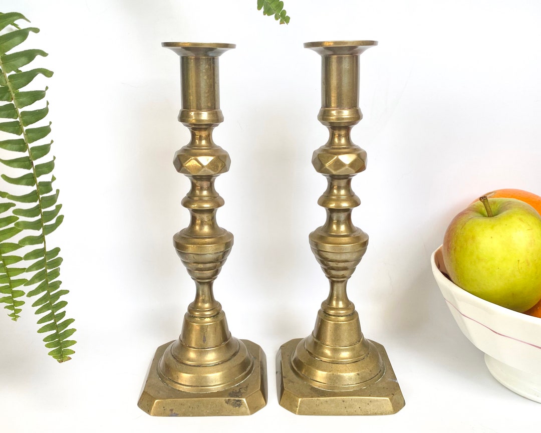Victorian Brass Candlestick Pair, Decorative Column Design, 22.5cm - Etsy