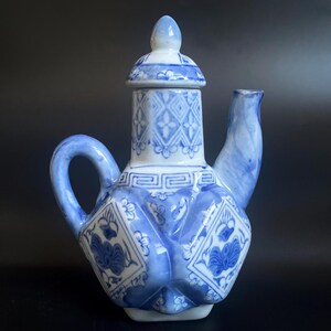 Small Chinese Blue and White Teapot, Long Necked With Upright Spout ...