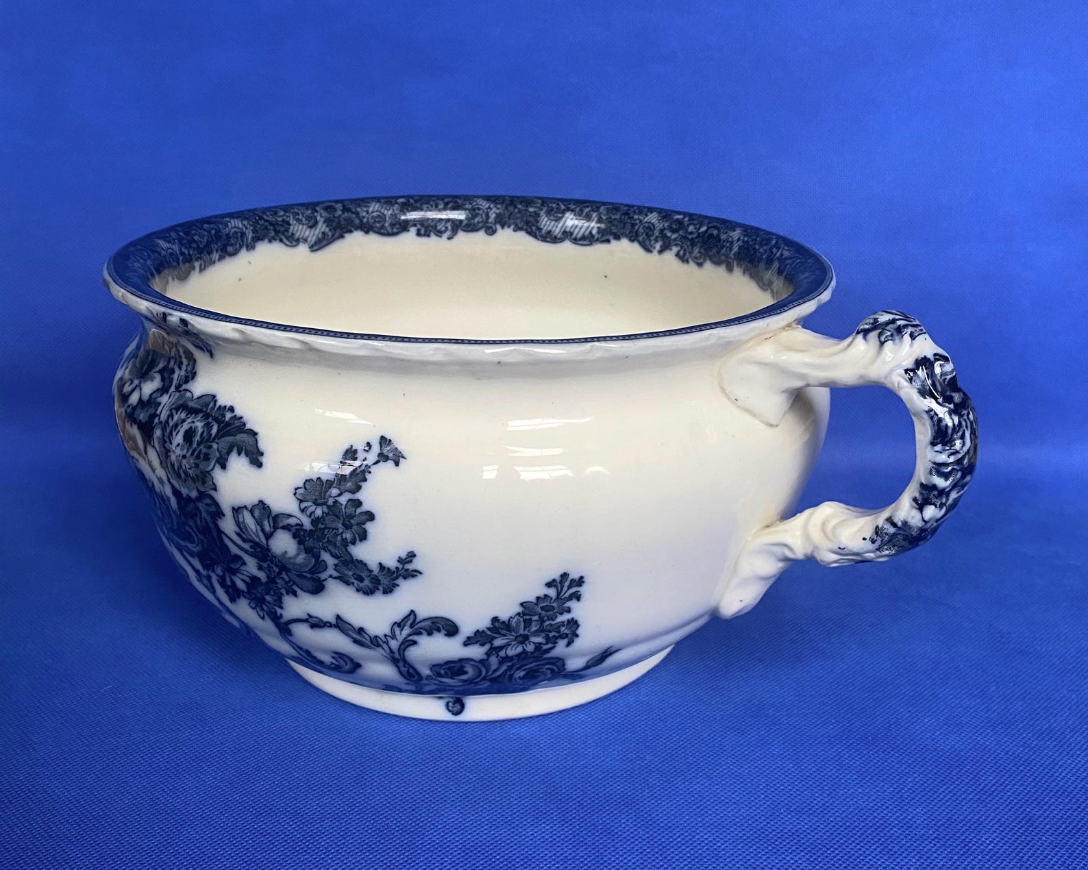 Antique Flow Blue Chamber Pot, Sampson Bridgwood 'rome' Floral Pattern ...
