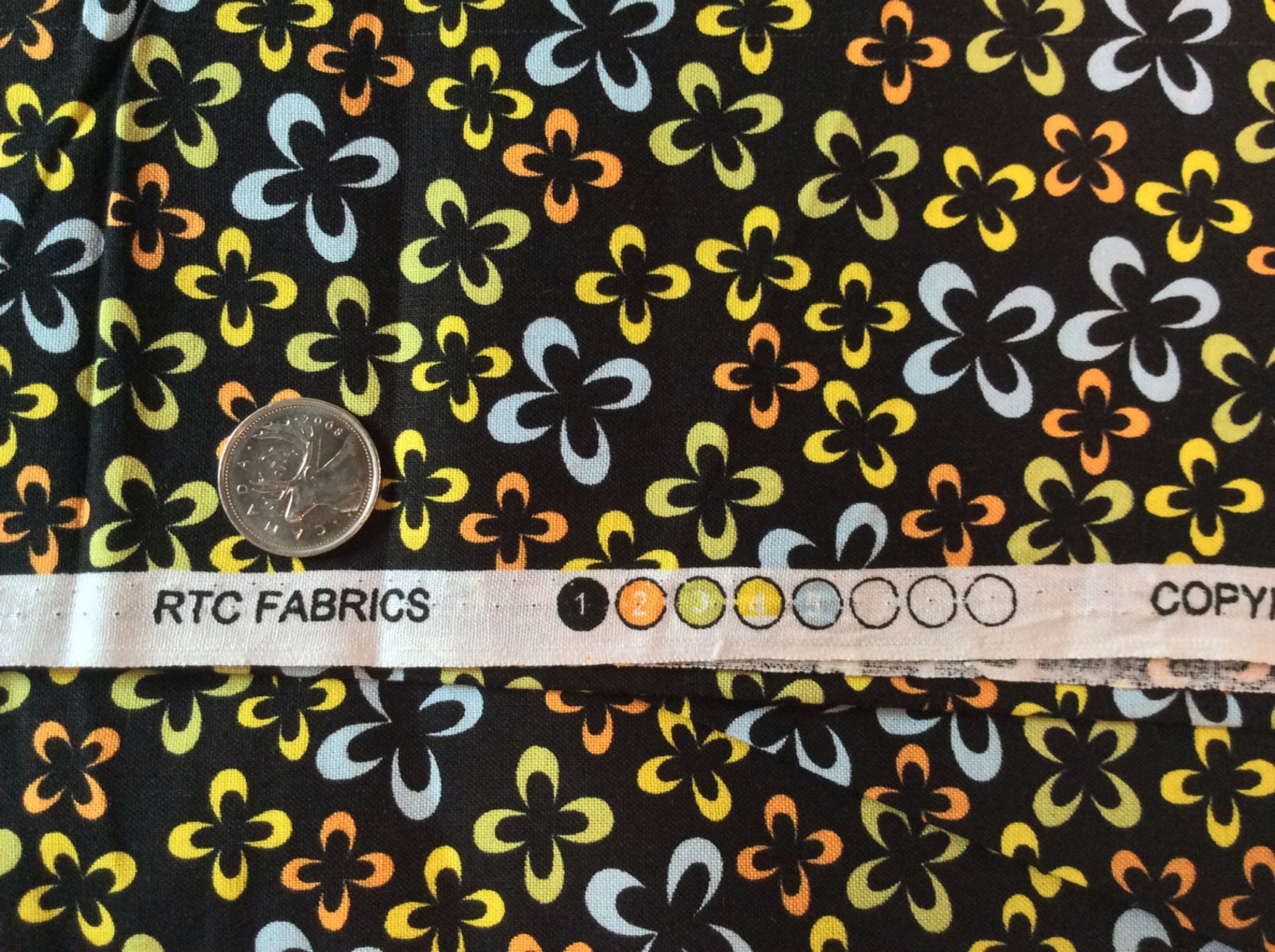 RTC Floral Material 100% Cotton Fabric Black With Yellow - Etsy