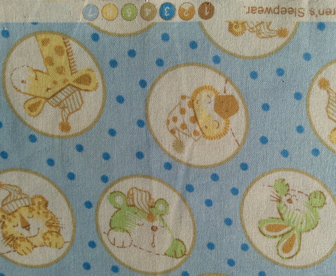 David Textiles Baby Animals in Circles100% Cotton Fabric Blue - Etsy