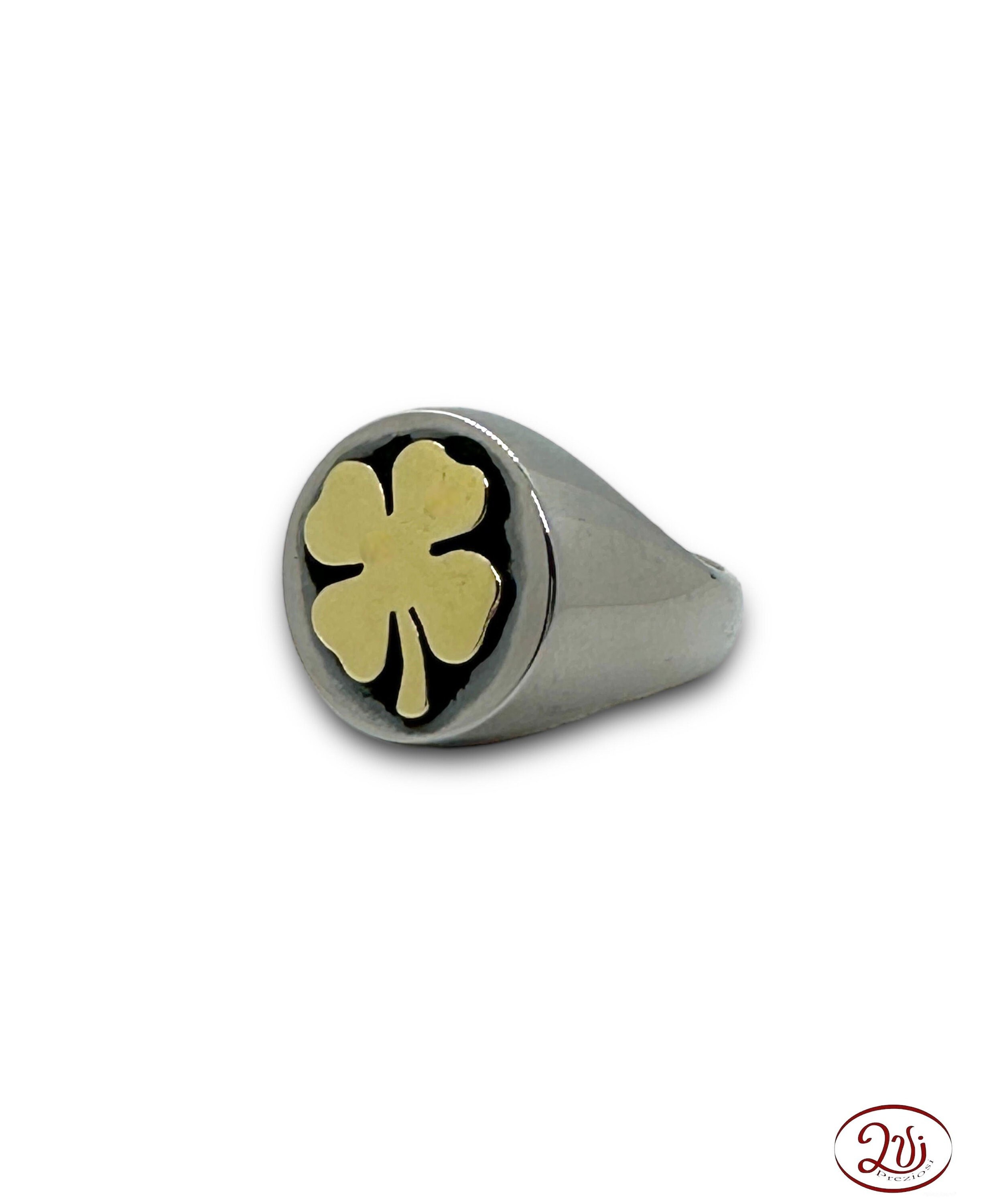 Chevalier Ring With Four-leaf Clover Motif, Sterling Silver Ring With ...
