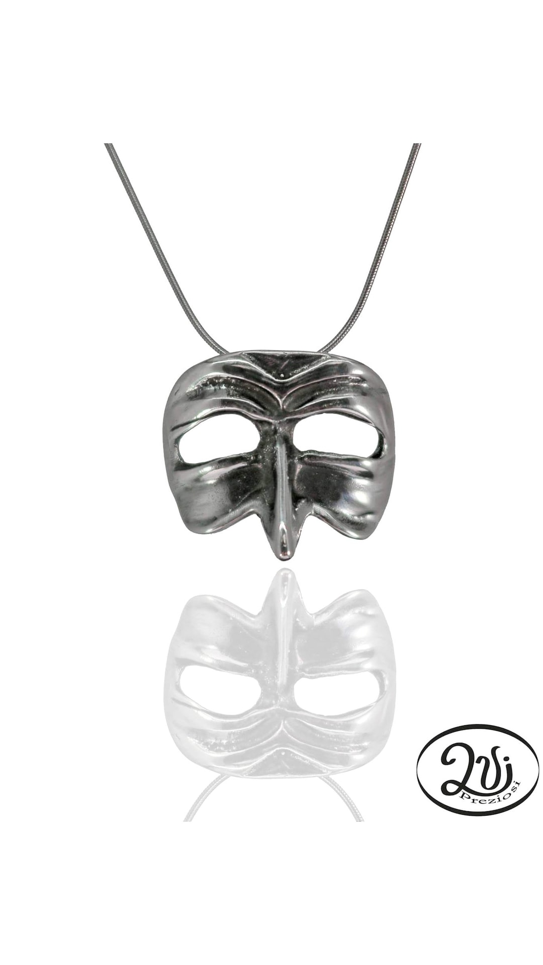 Mask Necklace, Silver Mask, Italy Mask, Silver Pendant, Pulcinella ...