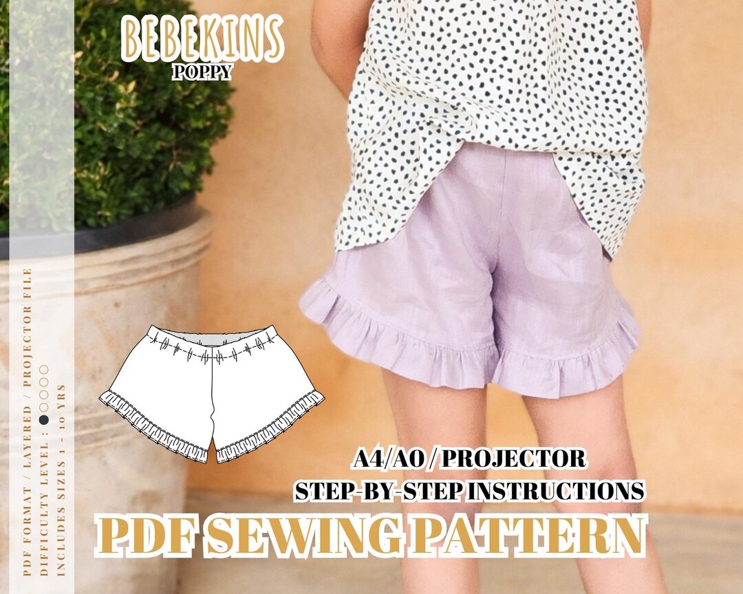 POPPY Ruffle Shorts PDF Sewing Pattern/a4/a0/projector Files Bebekins ...