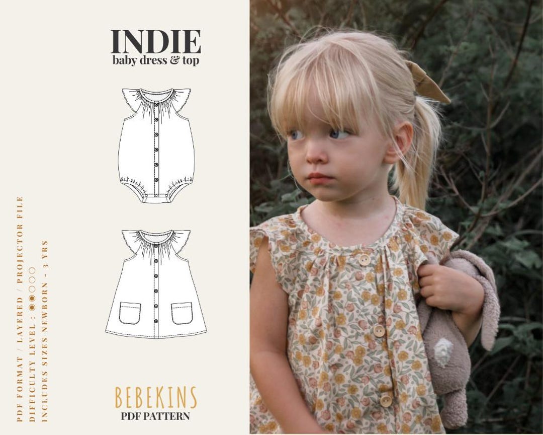 INDIE Button up Dress With Flutter Sleeve PDF Sewing Pattern/a4/a0 ...