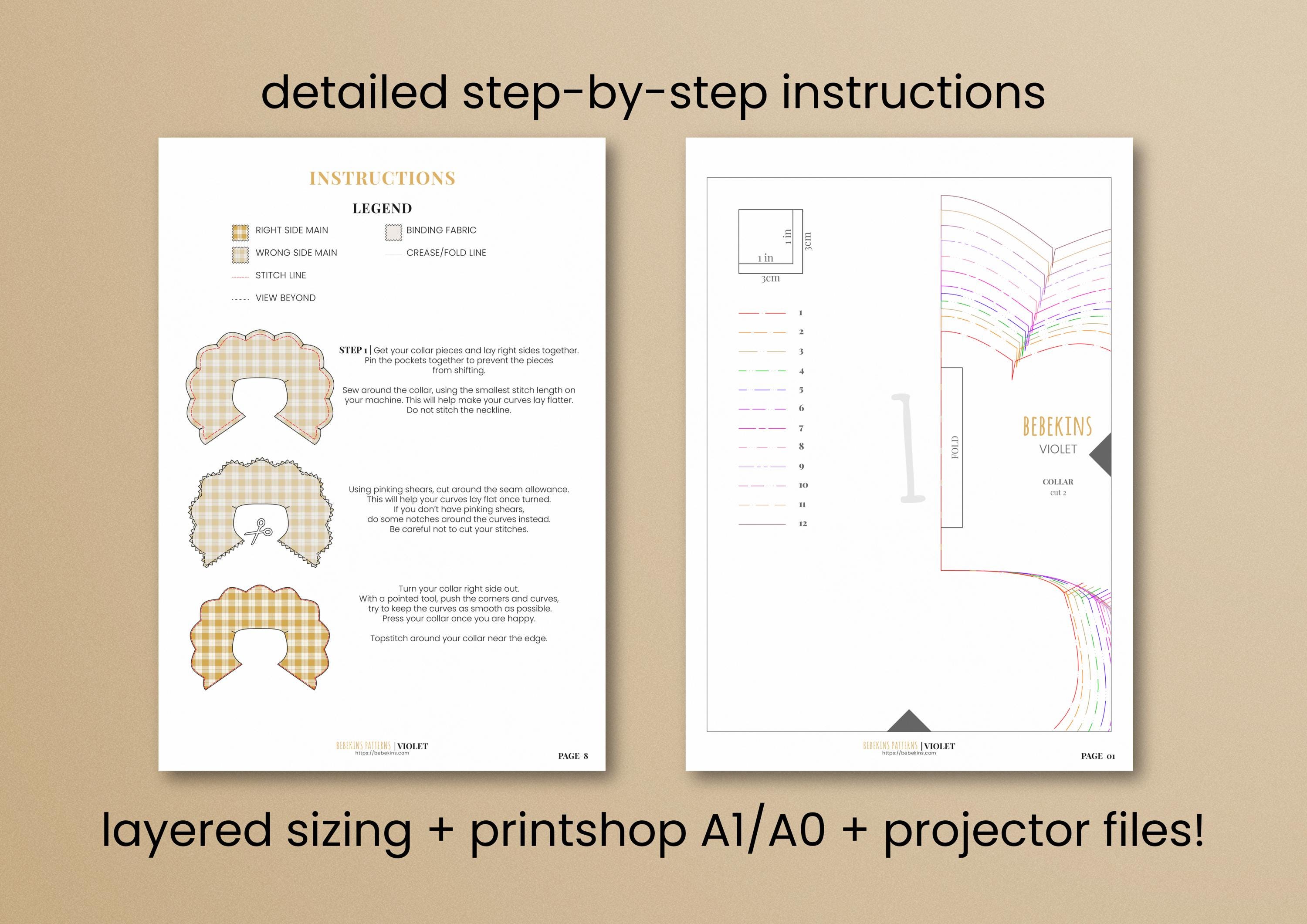 Scalloped Collar Dress EASY PDF Sewing Pattern/a4/a0/projector Files ...