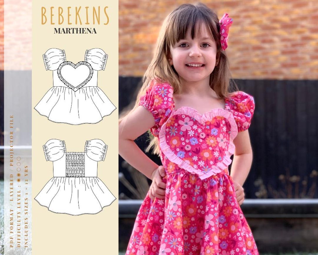 Marthena Heart Ruffle Dress PDF Pattern - Etsy