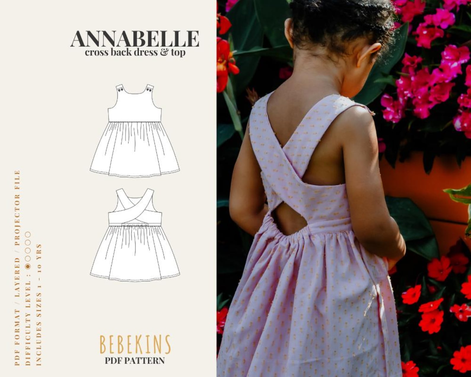 Annabelle Cross-back Dress PDF Sewing Pattern/a4/a0/projector Files ...