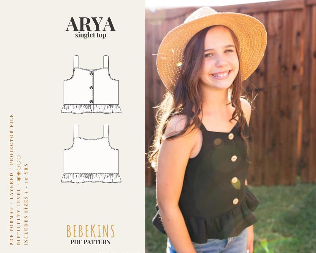 ARYA Singlet Top Easy PDF Sewing Pattern/a4/a0/projector Files ...
