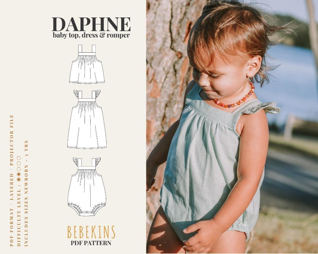 Baby Daphne Top, Dress & Romper PDF Sewing Pattern/a4/a0/projector ...
