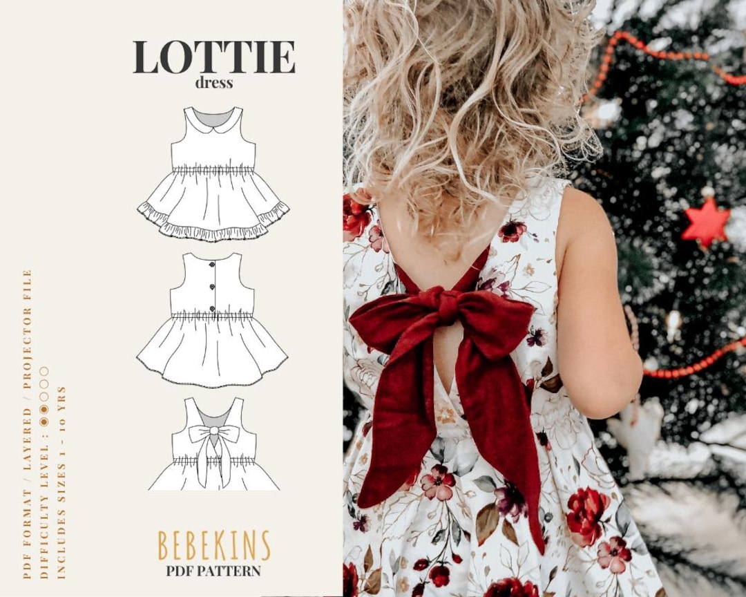 Lottie Dress Big Bow Easy PDF Sewing Pattern/a4/a0/projector Files ...